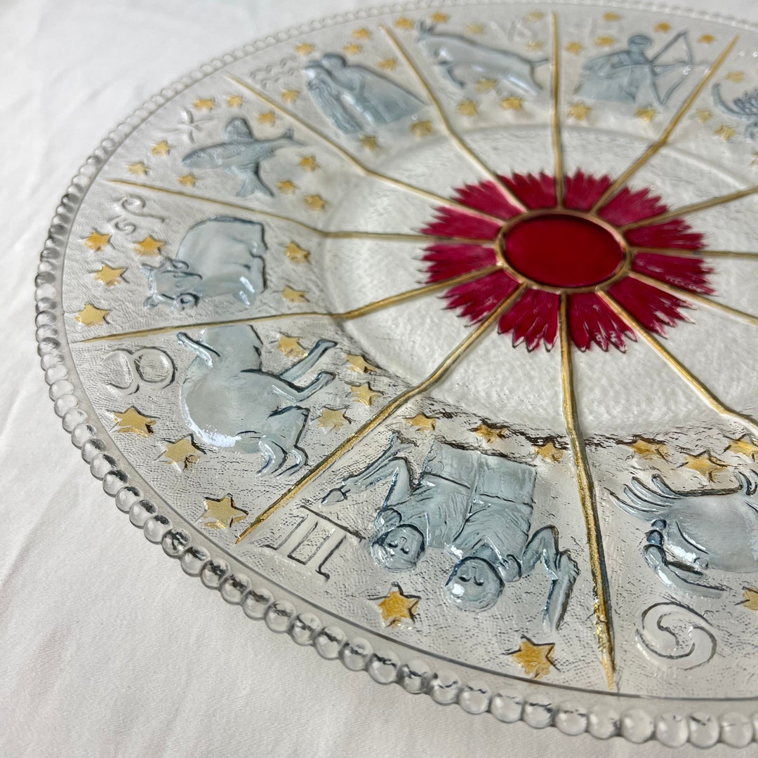 Vintage Mid Century Glass Zodiac Astrology Platter Plate - Etsy