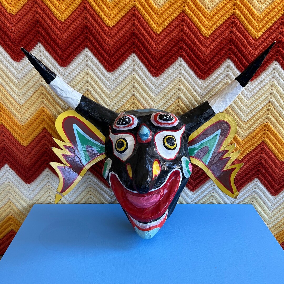 Vintage Venezuelan Paper Maché Devil Mask - Etsy