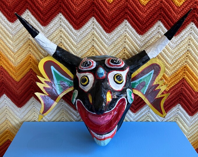 Vintage Venezuelan Paper Maché Devil Mask - Etsy