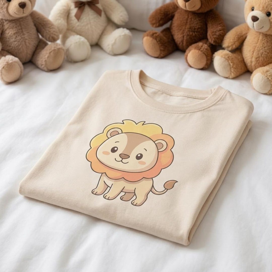 Cute Lion T-shirt PNG, Kawaii Baby Lion Design, Kids Animal Shirt ...