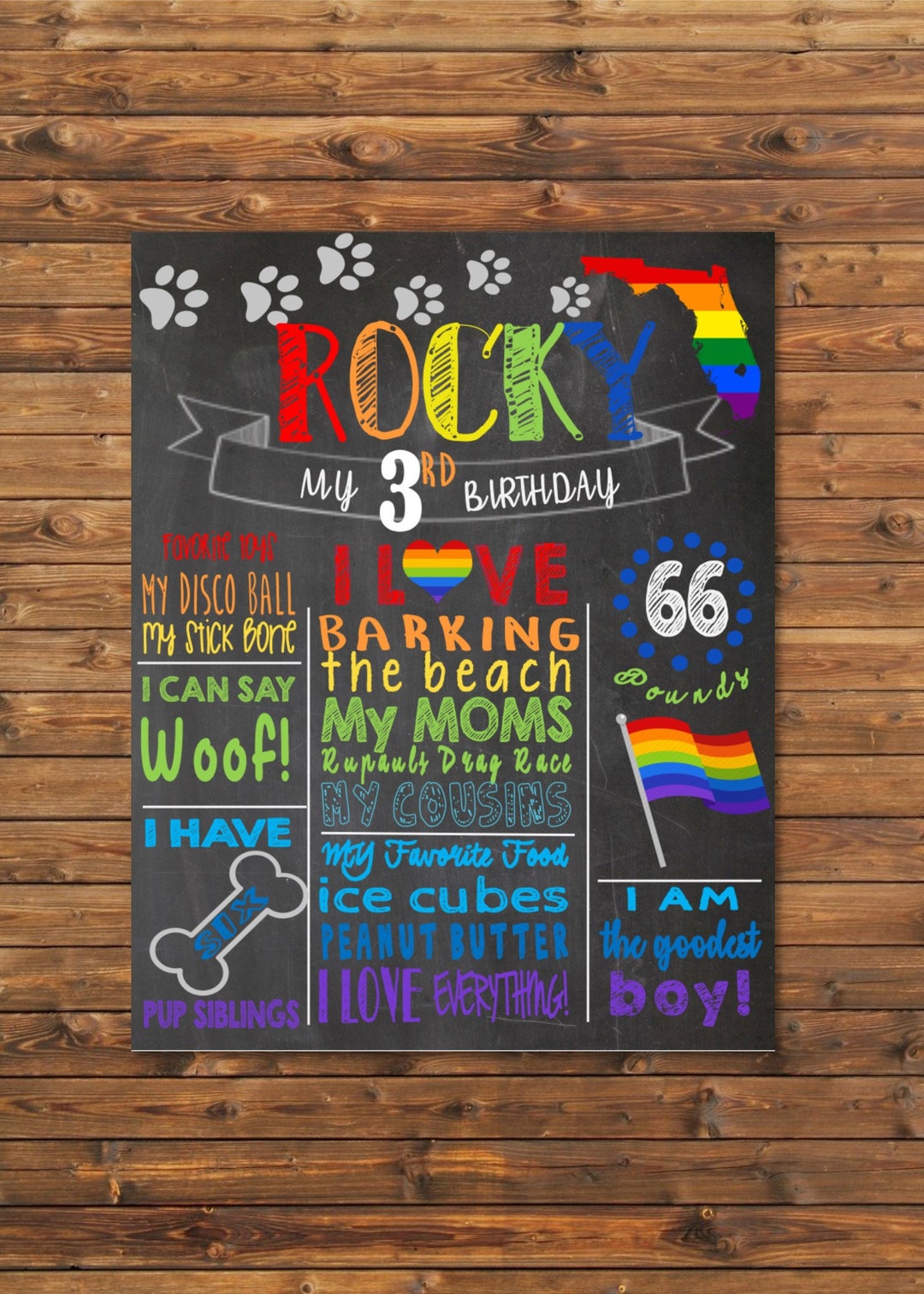 Rainbow Birthday Board - Etsy