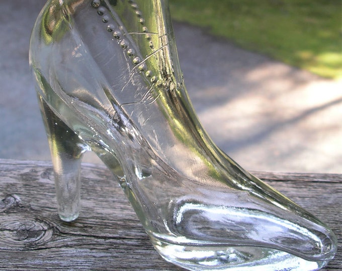 Vintage Glass Slipper Clear Glass High Heel Shoe Bottle Transparent ...