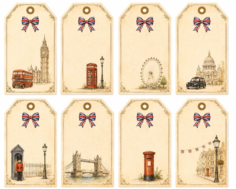 Printable Gift Tags London Themed Gift Tags Minimalist Label British ...