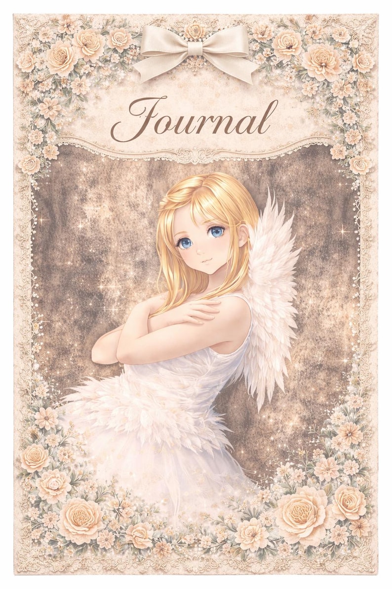Anime Angel Printable Journal Kit, 56 Whimsical Background Pages ...