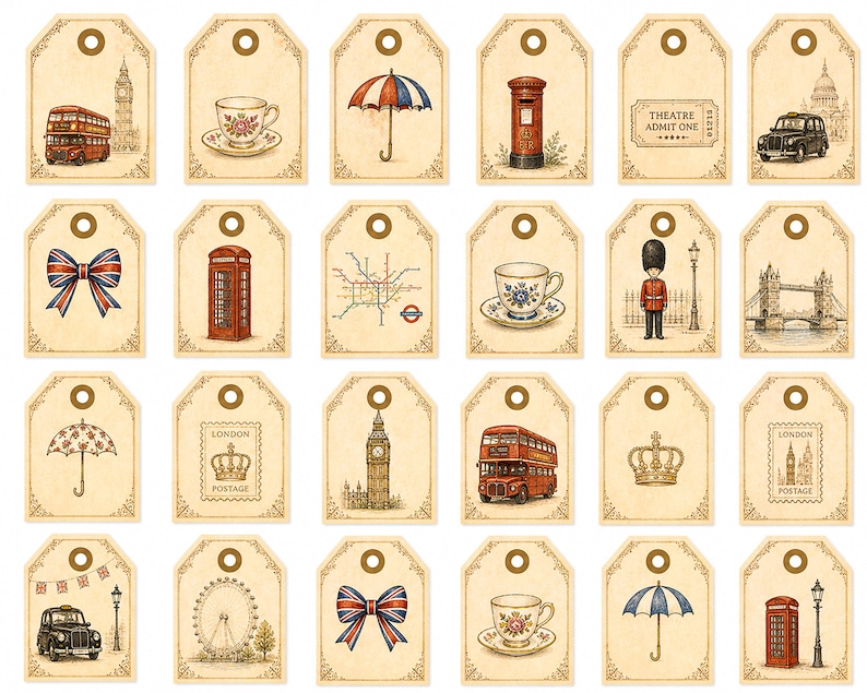 Printable Gift Tags London Themed Gift Tags Minimalist Label British ...