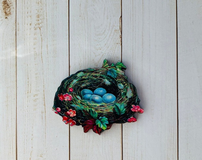 Robin Nest- Soft Enamel Lapel Pin, Bird Collectible Art Jewelry - Etsy
