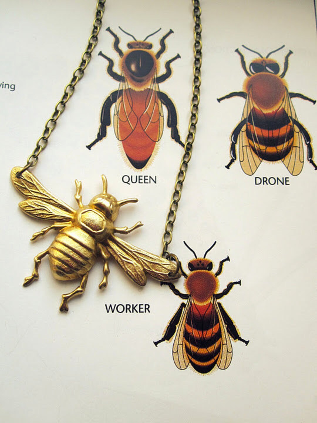 Bee Necklace Insect Jewelry Bumblebee Gardening Accessory Gift for ...