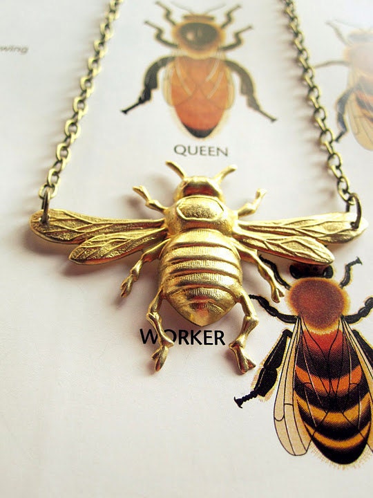 Bee Necklace Insect Jewelry Bumblebee Gardening Accessory Gift for ...