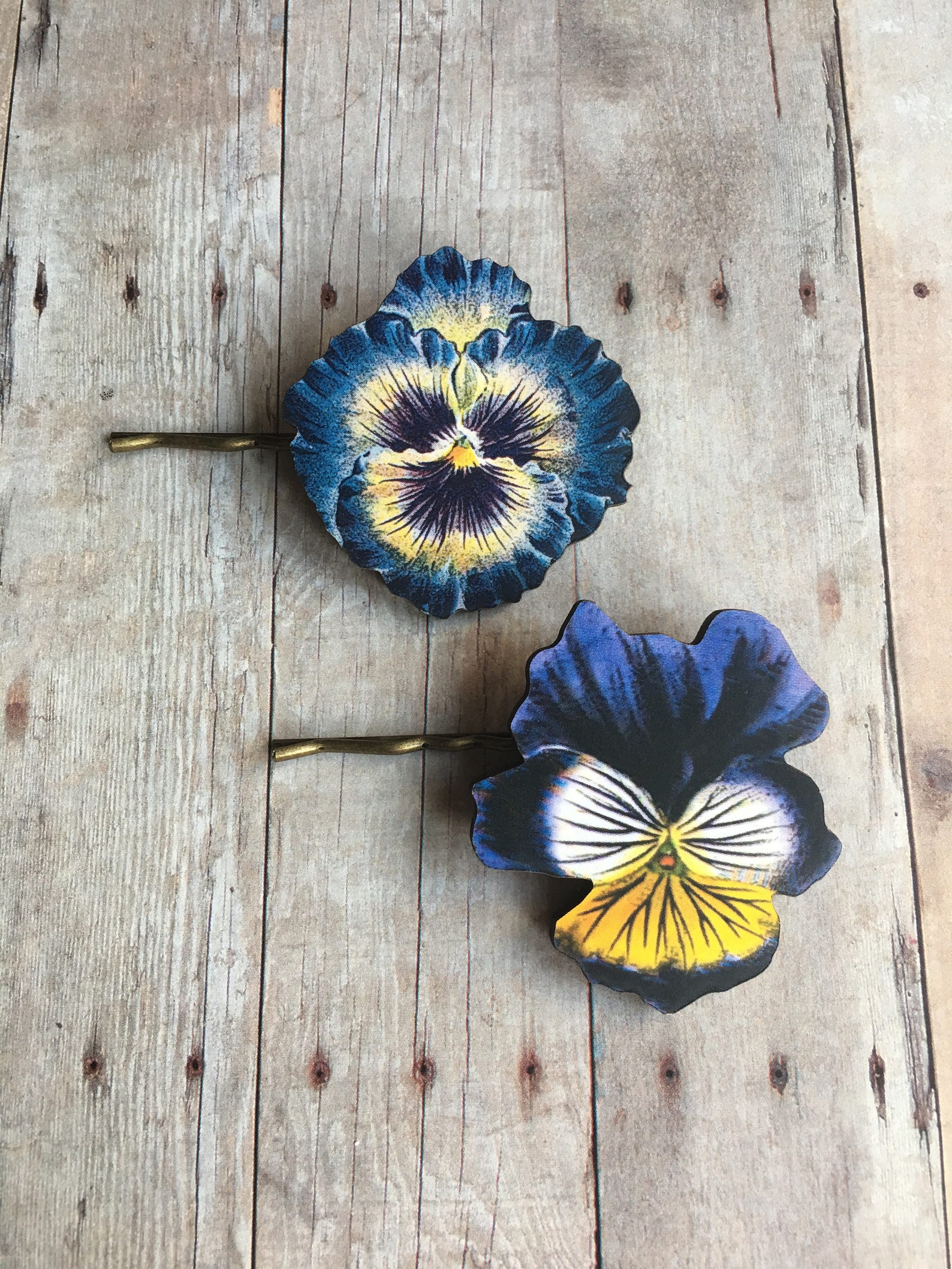Flower Hair Accessory Pansy Barrette Pin Pansies Viola Garden Jewelry ...