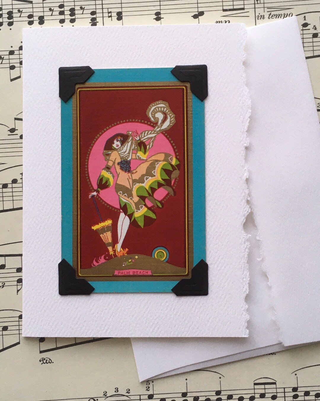 Vintage Art Deco Greeting Card: Featuring an Authentic Vintage Playing ...