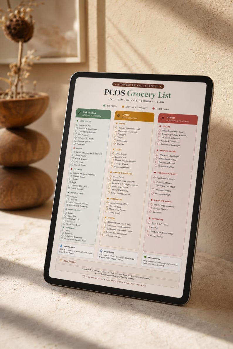 PCOS Grocery List Printable PDF | Diabetic Food List | Low Carb Meal ...
