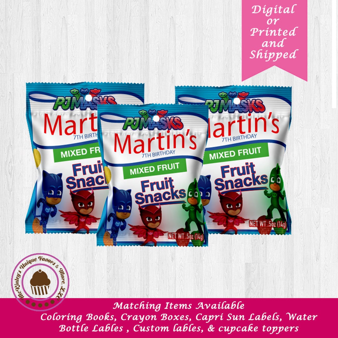 PJ Mask Fruit Snacks-fruit Snacks-pj Mask Party-pj Mask Candy Favors ...