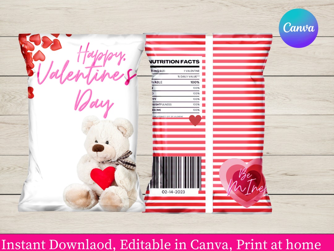 Valentine's Chip Bags-custom Chip Bags- Favor Bags-printable-digital ...
