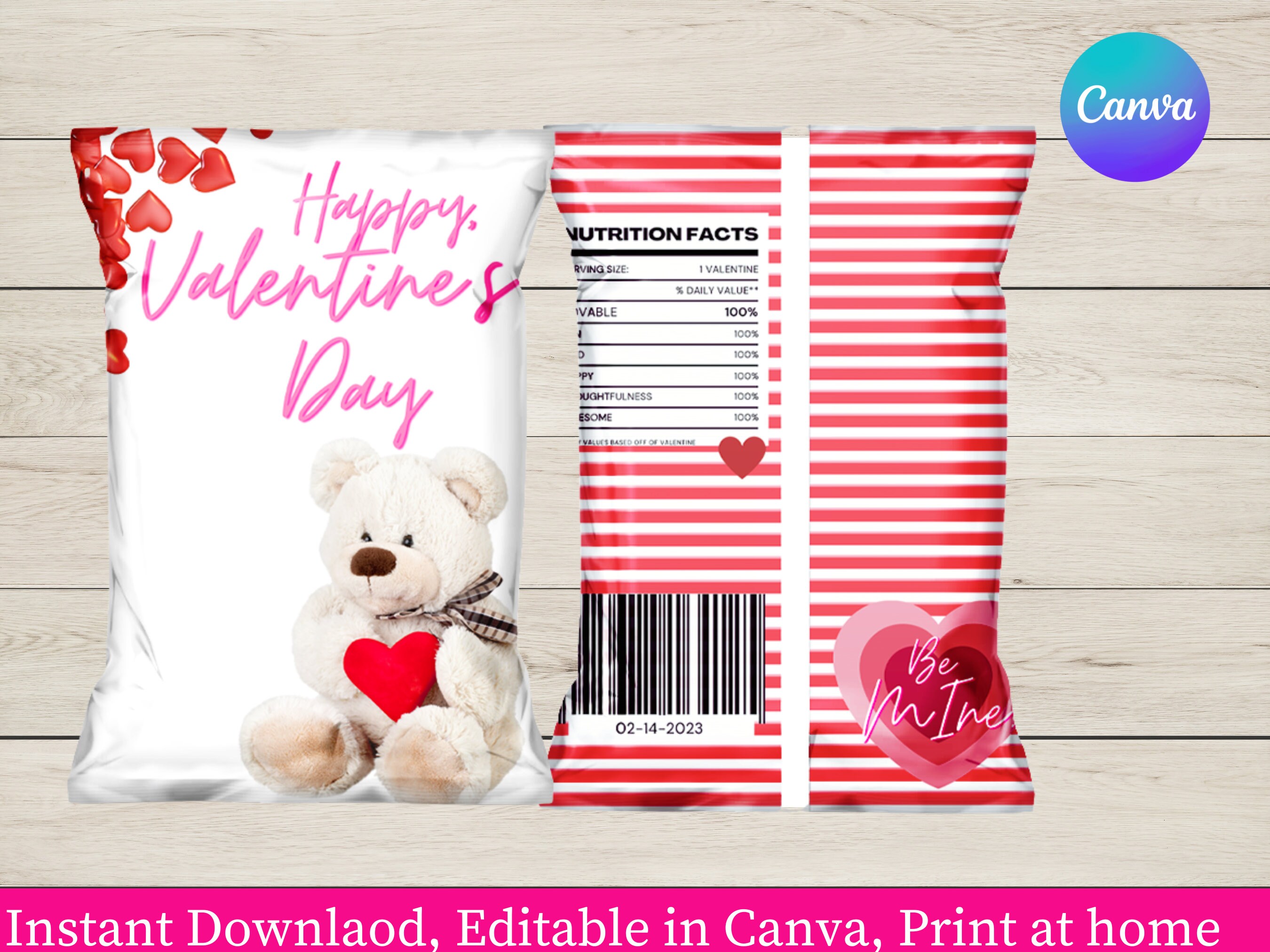 Valentine's Chip Bags-custom Chip Bags Favor Bags-printable-digital ...