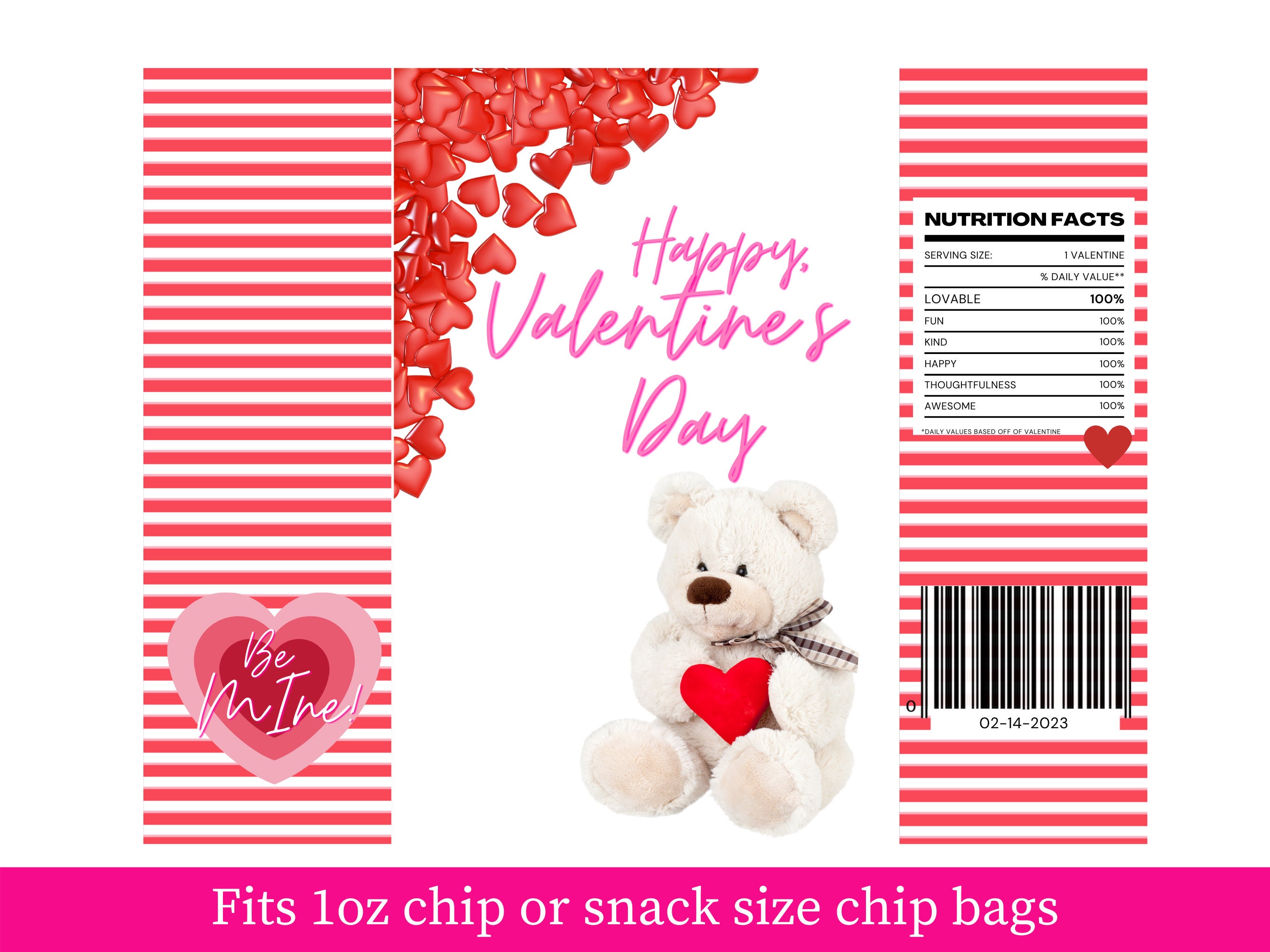 Valentine's Chip Bags-custom Chip Bags- Favor Bags-printable-digital ...