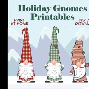 Christmas Gnome Red and White Striped Large Printable Decoration - Etsy