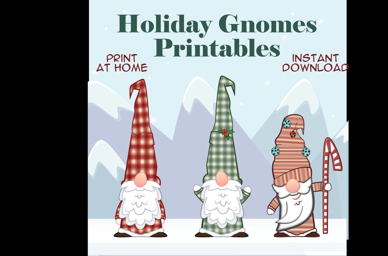 Christmas Gnome Red and White Striped Large Printable Decoration - Etsy