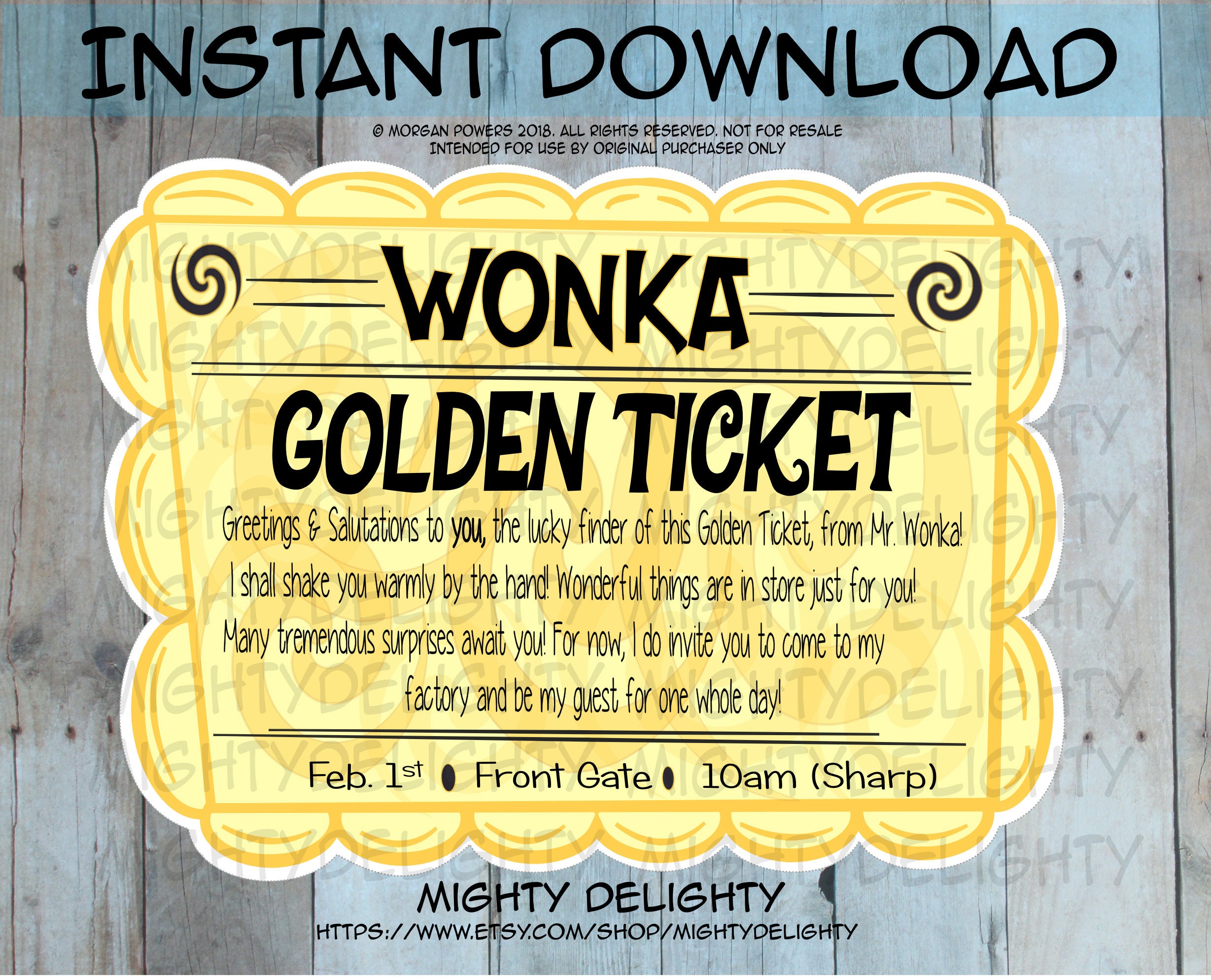 Willy Wonka Golden Ticket Template Full