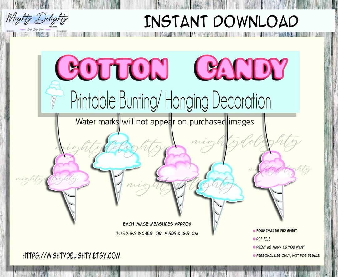 Cotton Candy Printable Party Bunting Instant Download - Etsy