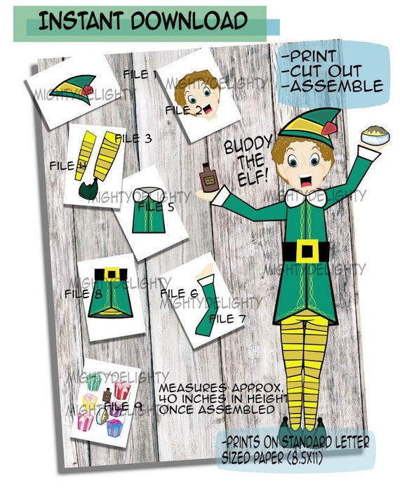 Printable Buddy the Elf Large Christmas Decoration Instant Download by ...