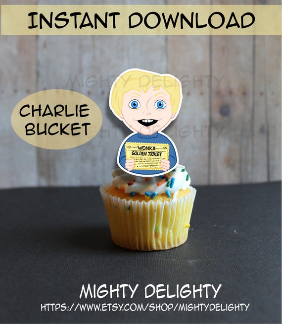 Charlie Bucket Toppers Instant Digital Download by Mighty Delighty ...
