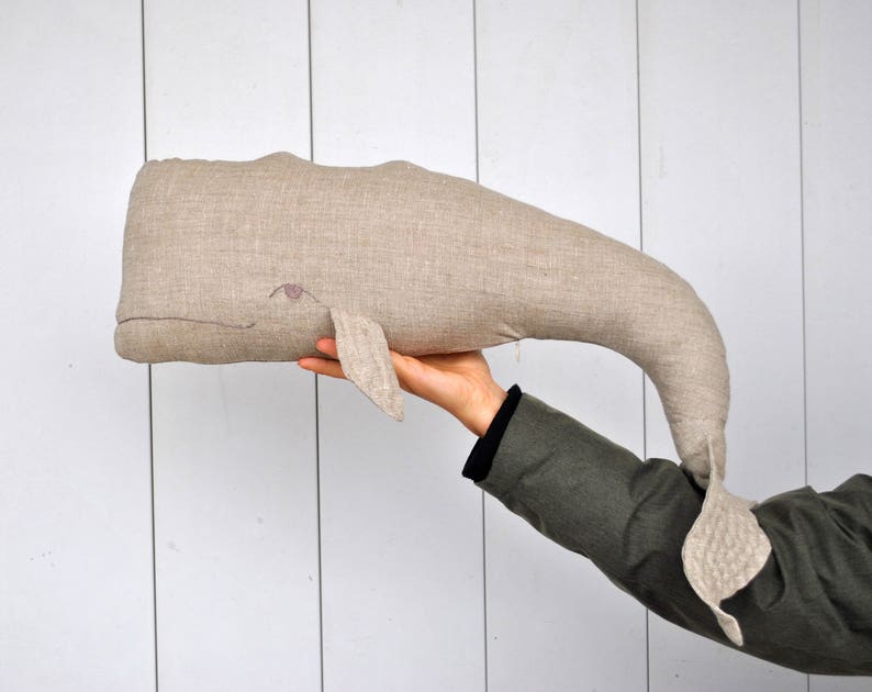 Whale Small Linen Stuffed Pillow Animal Pillow Minimalist - Etsy