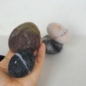 Natural Wool Rocks, 5 Felt Stones Set, River Pebbles Wool Bowl Filler ...