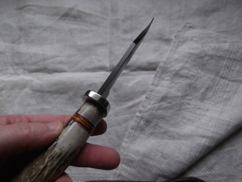 Starry Night Knives Handmade Straight Knife W/sheath--stag W/crown ...