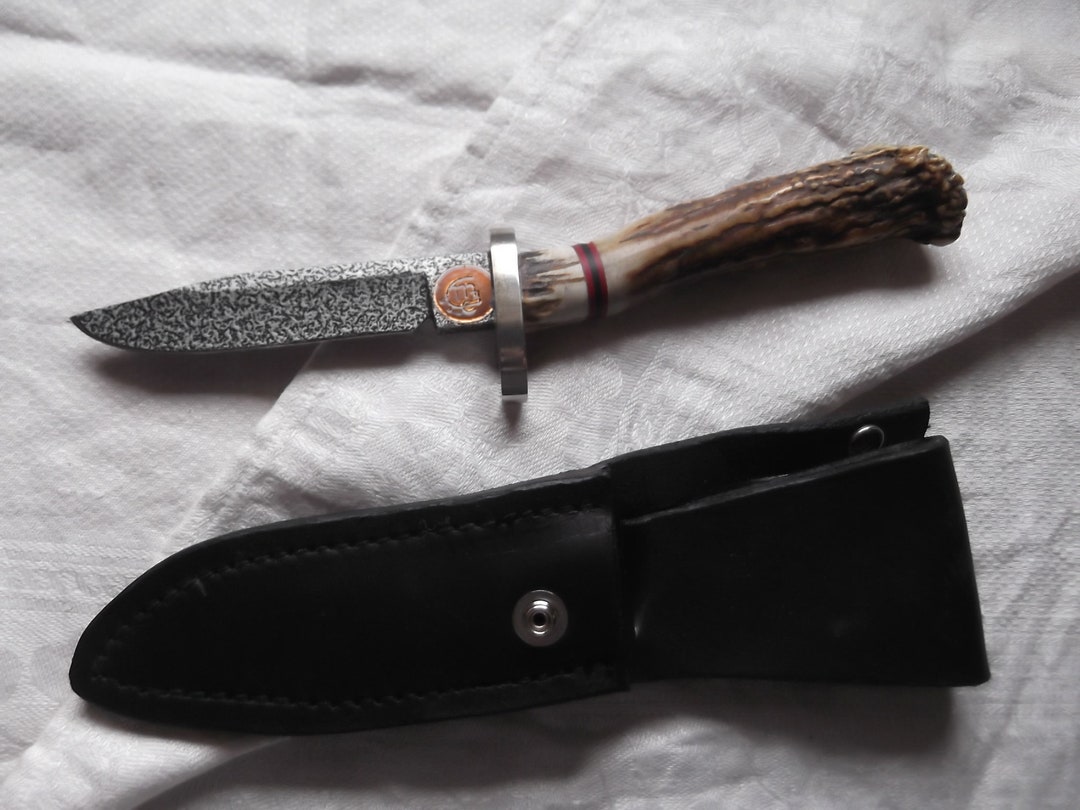 Starry Night Knives Handmade Straight Knife W/sheath--stag W/crown ...