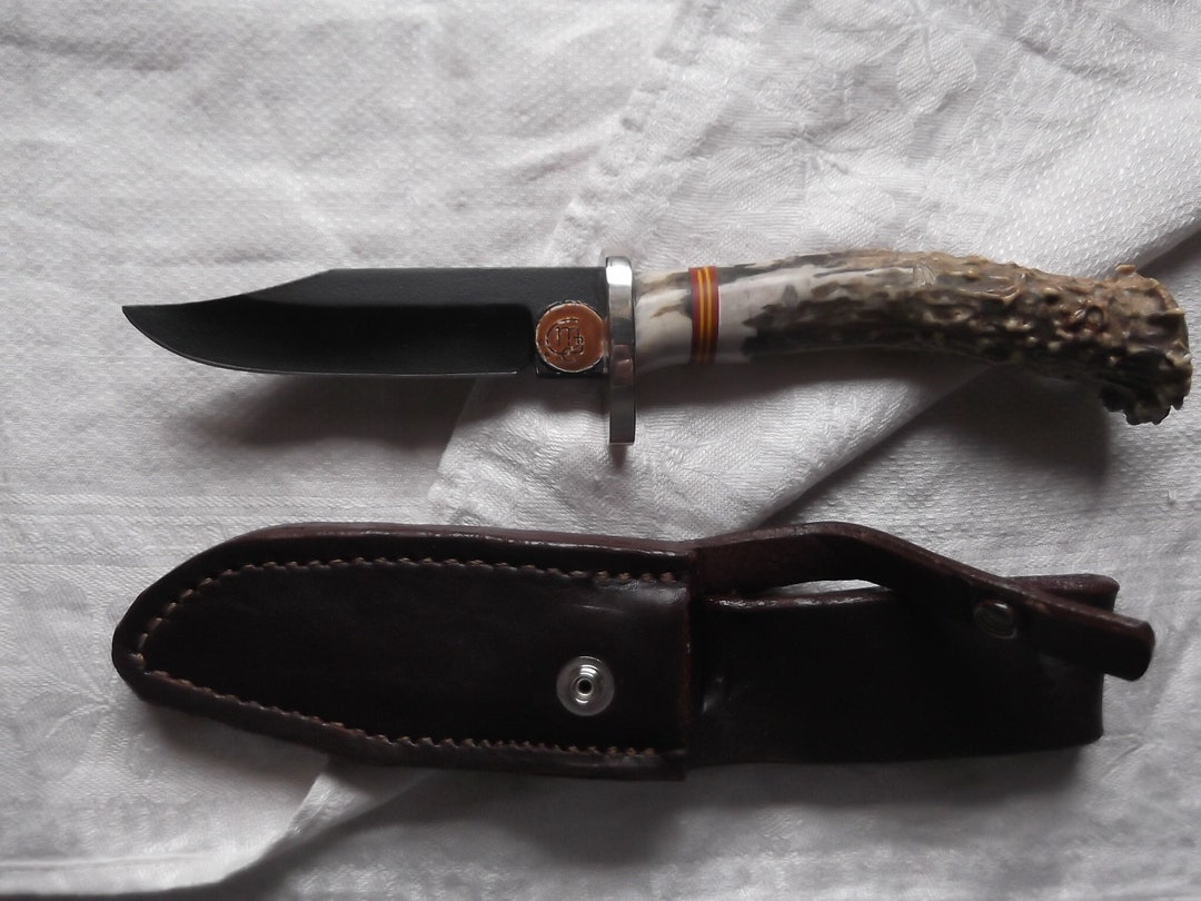 Starry Night Knives Handmade Straight Knife W/sheath--stag W/crown ...
