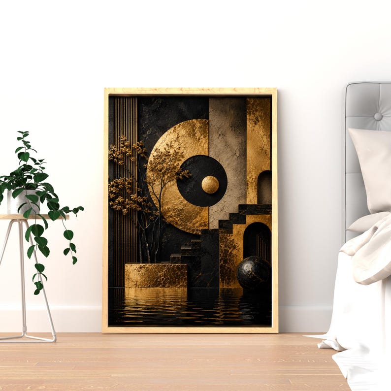 African Still Life Wall Art, Black Gold Boho Decor, Afrocentric Poster ...