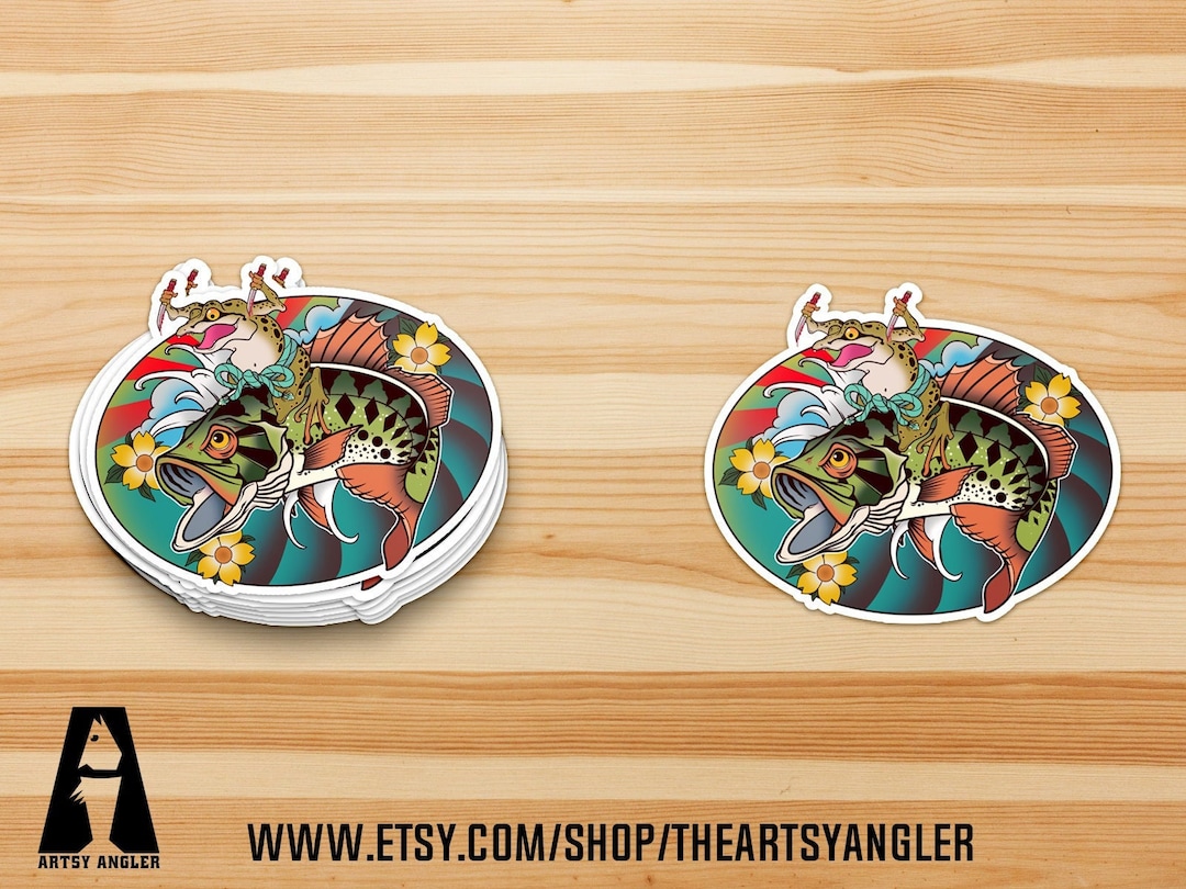 Bass Tattoo Sticker - Cool Largemouth Bass Fishing Decal - Etsy