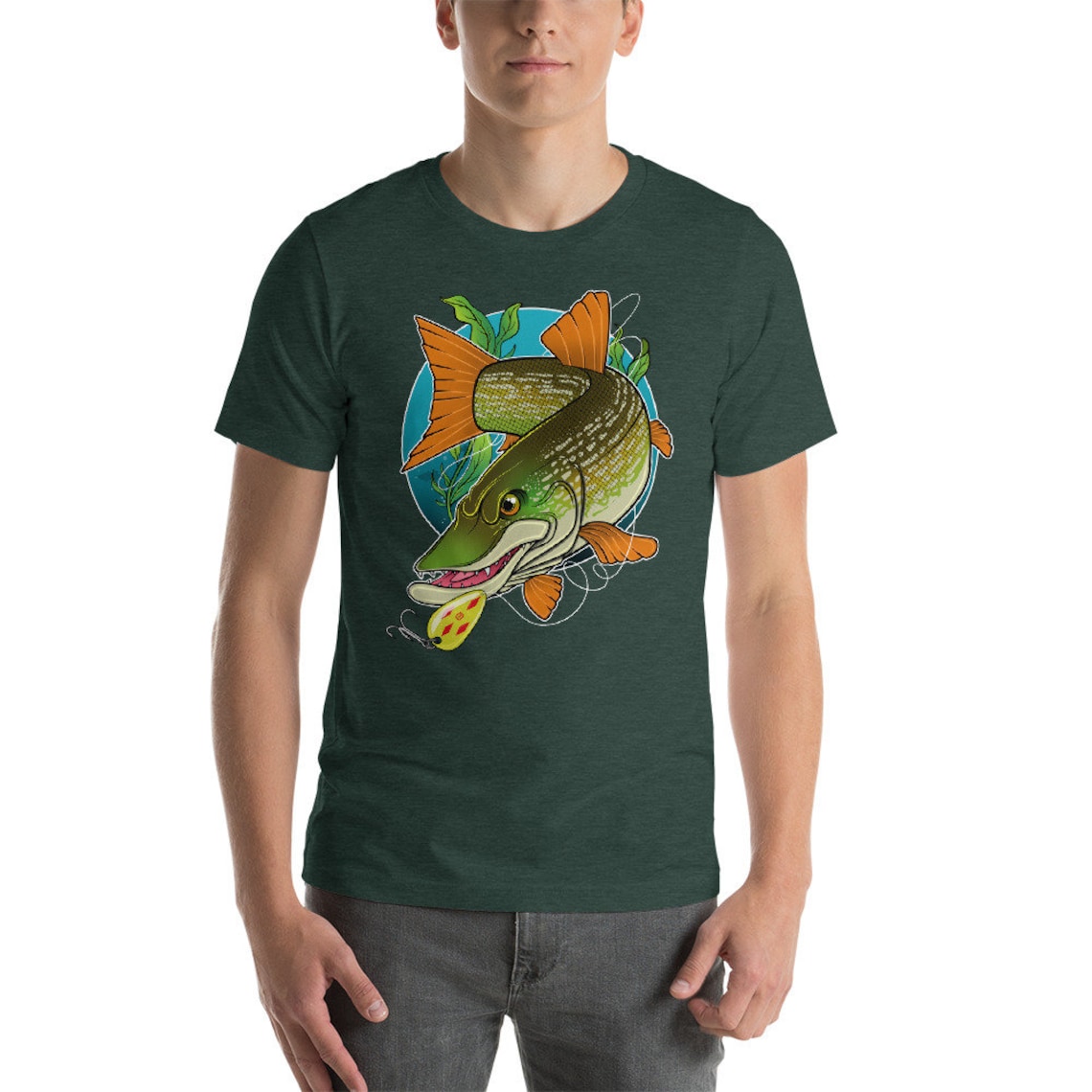 Northern Pike Fishing T-shirt Mean Pike Short-sleeve Tee - Etsy