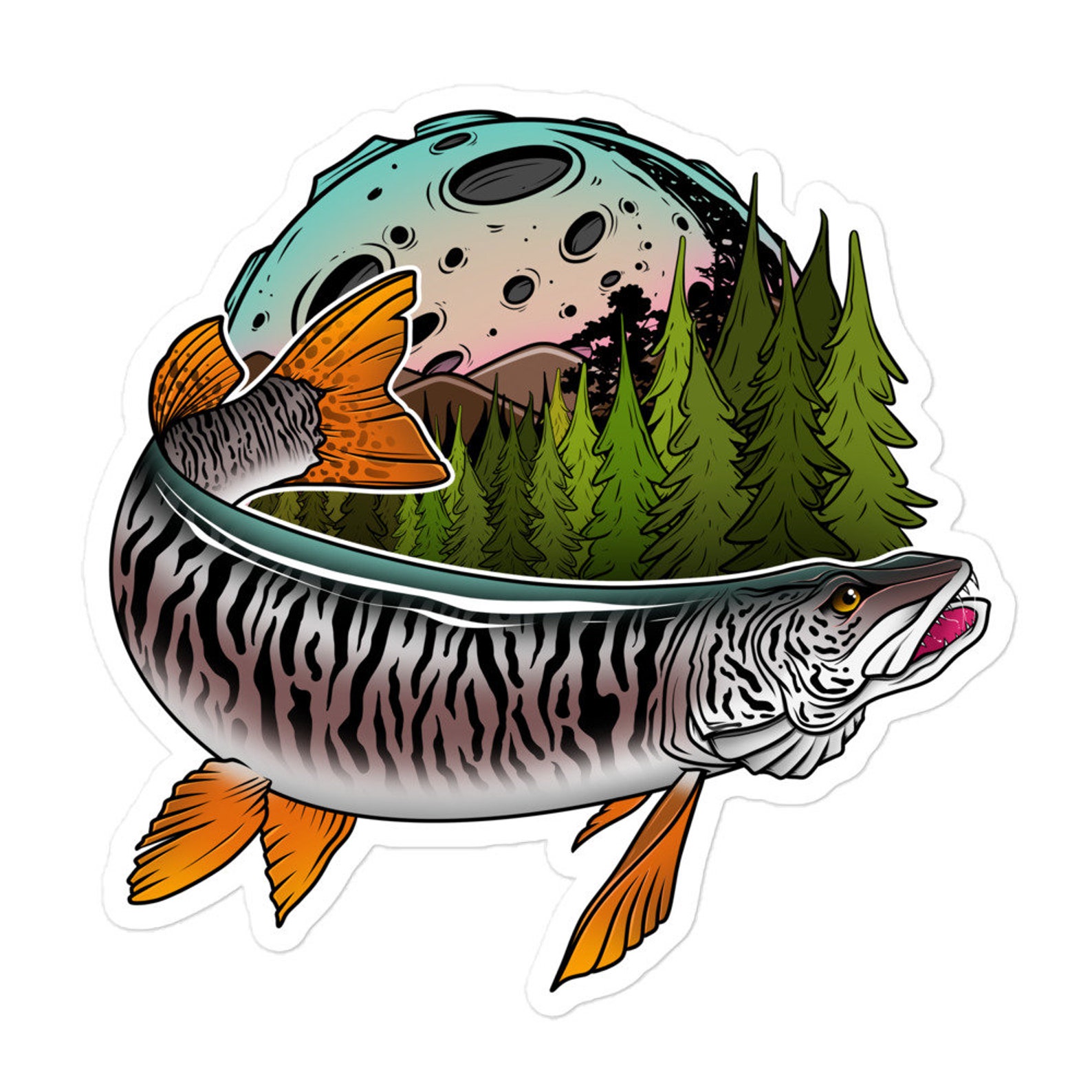 Musky Fishing Sticker - Nature Musky Decal - Etsy