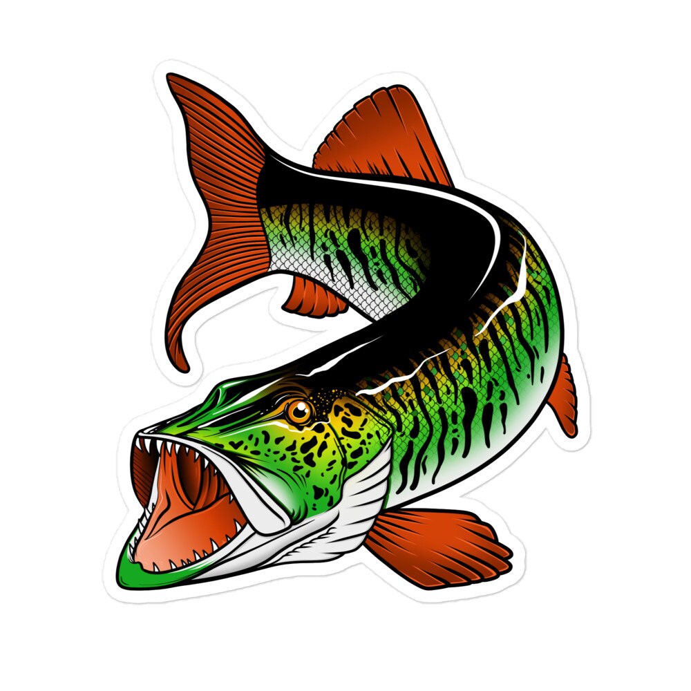 Musky Fishing Sticker - Mean Musky Decal - Etsy