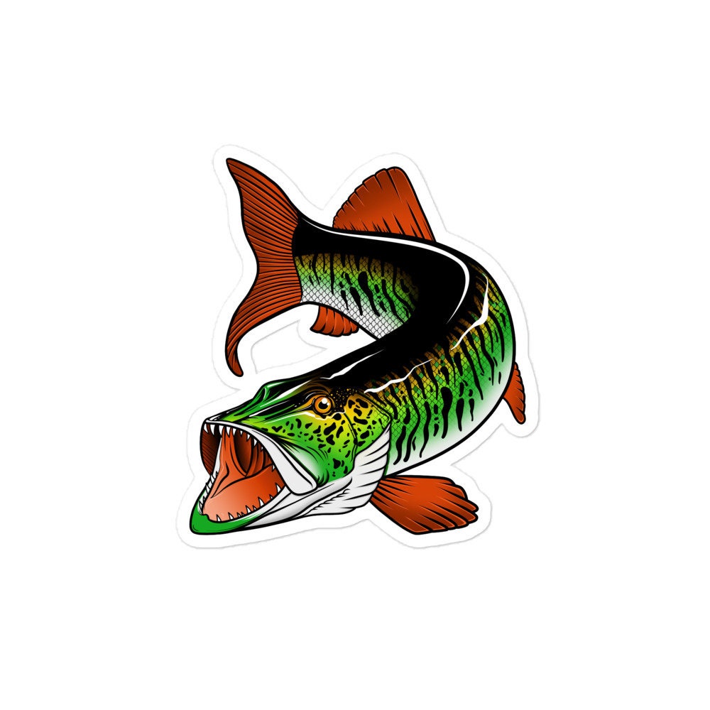 Musky Fishing Sticker - Mean Musky Decal - Etsy