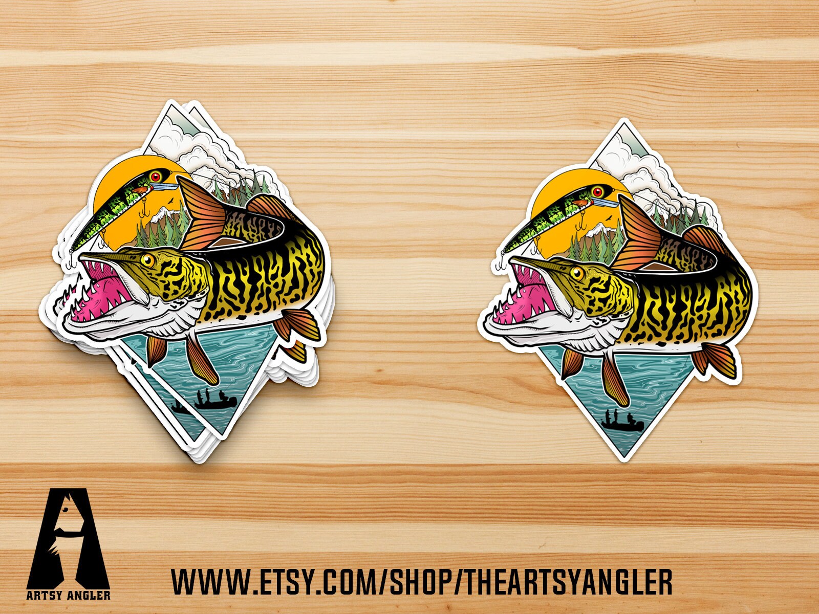Musky Fishing Sticker Cool Musky Jumping Decal | Etsy