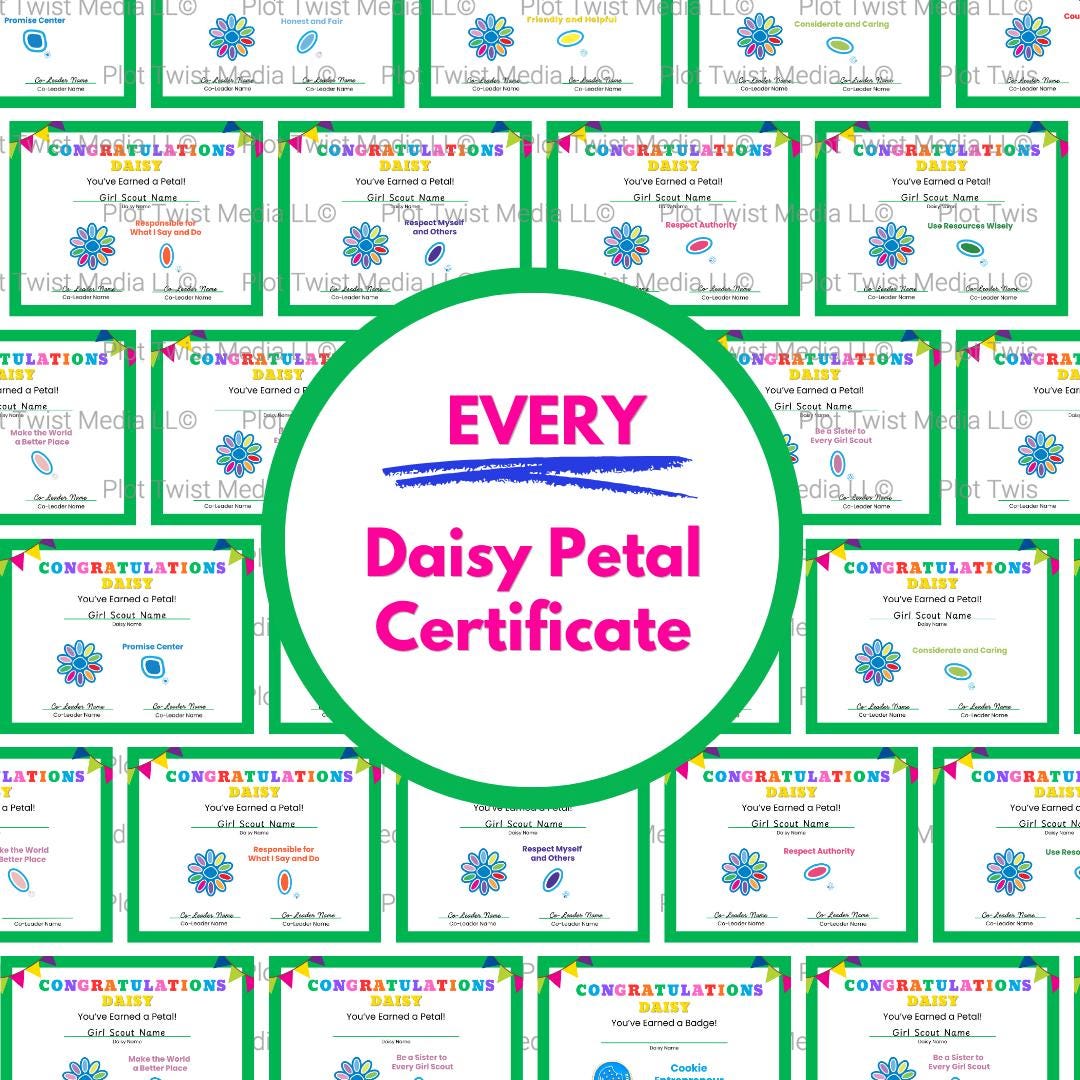 Editable Daisy Petal Certificates Canva Template (digital Download) - Etsy