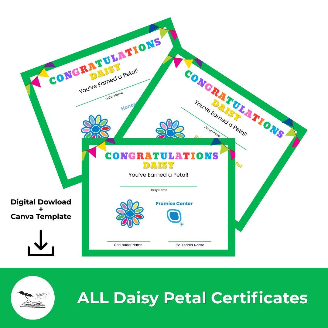 Daisy Petal Certificates, Girl Scout Awards, Printable Recognition ...