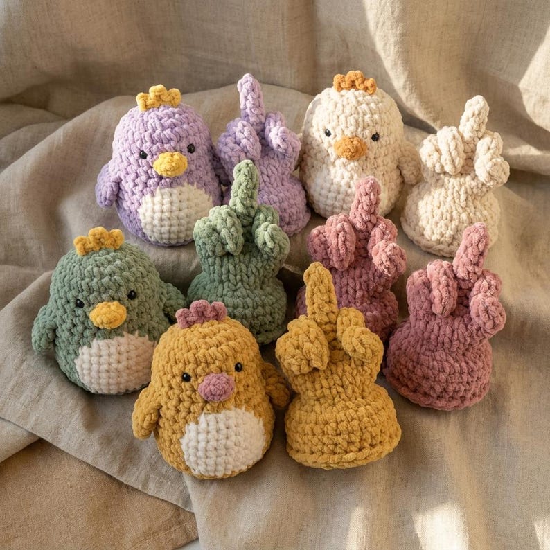 Flip the Bird Crochet Pattern PDF, Reversible Chicken Amigurumi Plush ...