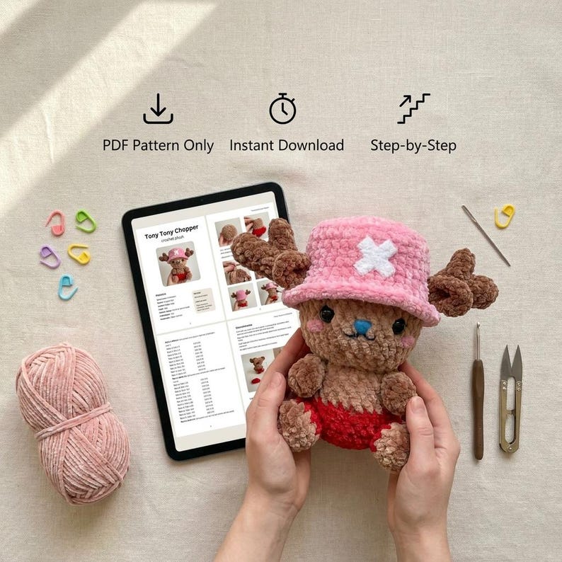 Tony Tony Chopper Crochet Pattern PDF, One Piece Amigurumi Plush, Cute ...