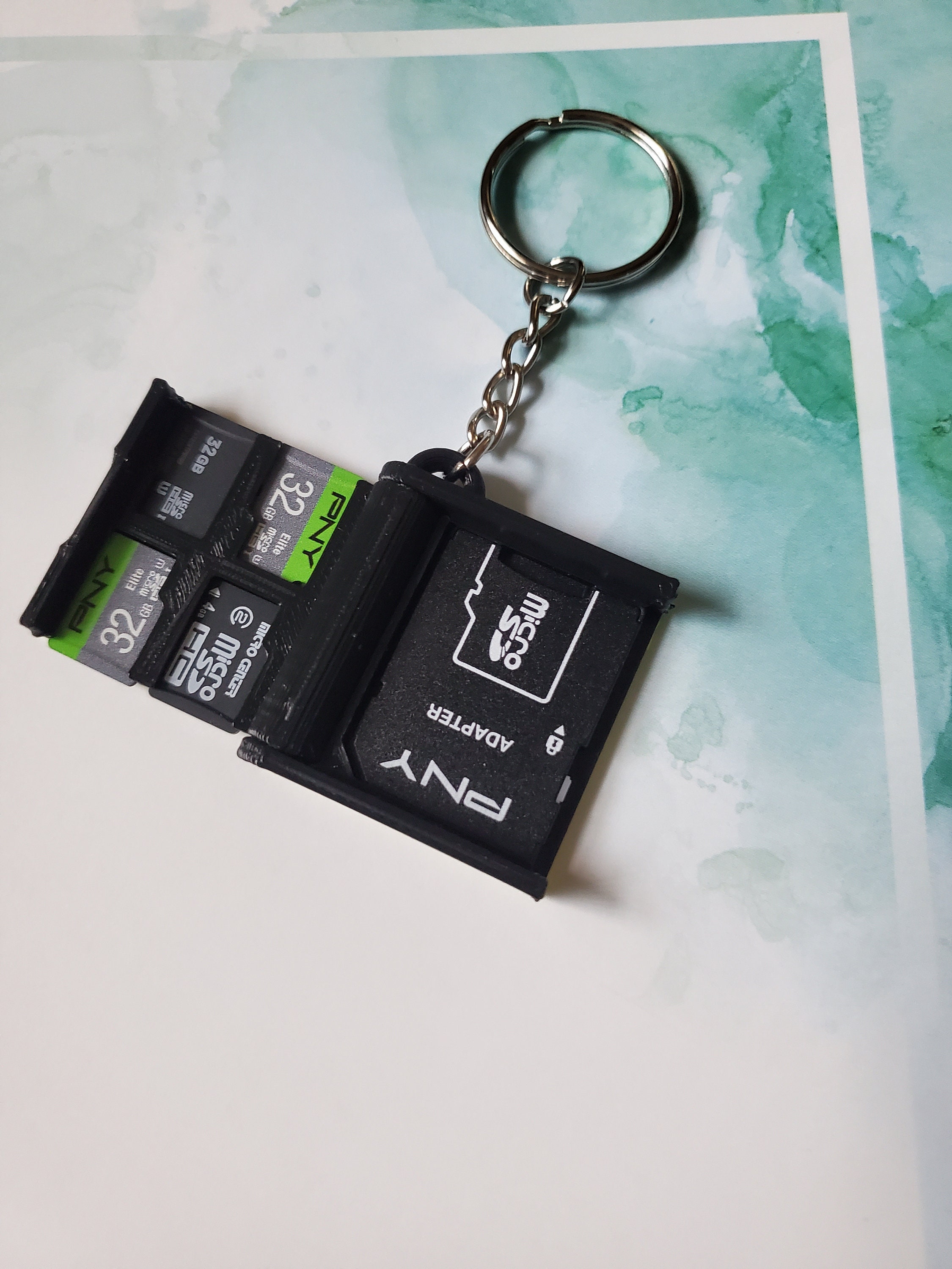 3d Printed SD Card Keychain Green and Yellow - Etsy