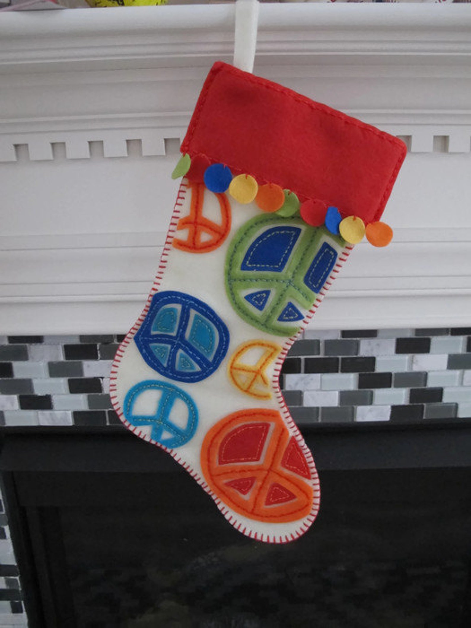 Peace Sign Felt Stocking - Etsy