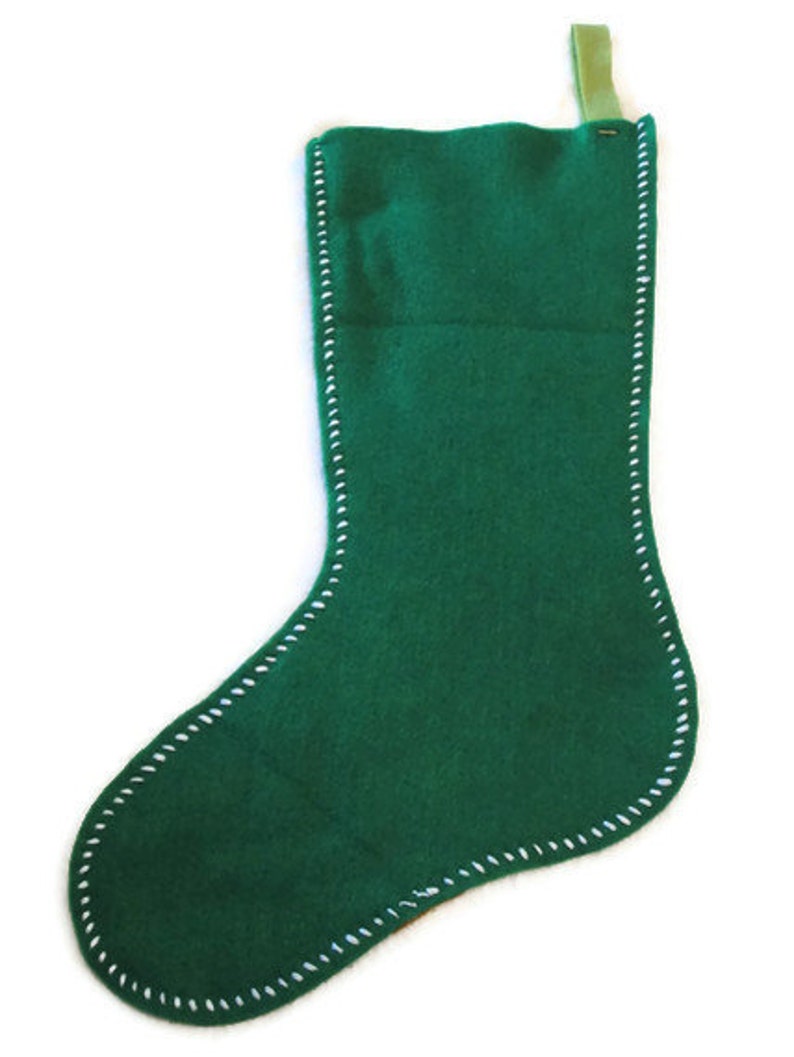 Birds Christmas Felt Stocking Green Fa La La - Etsy