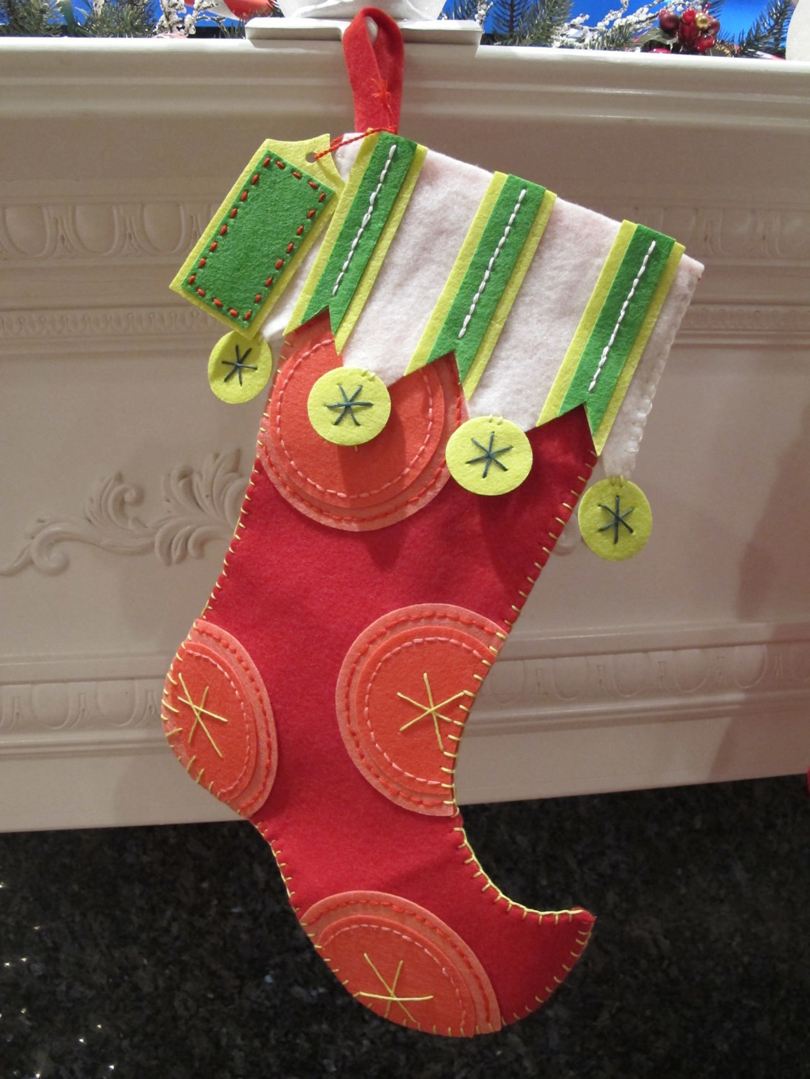 Pink Polka Dot Red Felt Stocking - Etsy