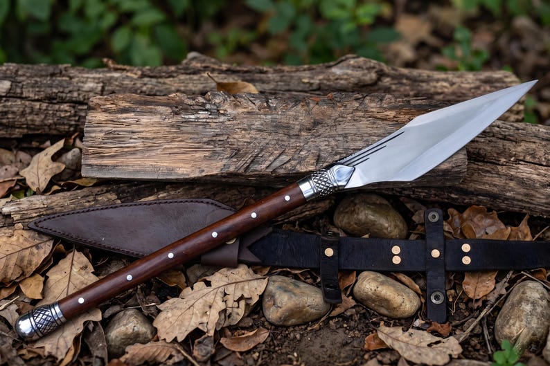Hand Forged Hunting Spear 25 Inch Full Tang Throwing Spear Carbon Steel ...