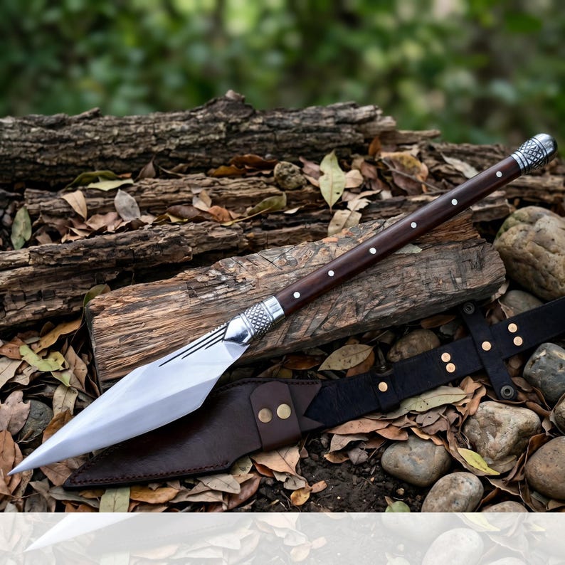 Hand Forged Hunting Spear 25 Inch Full Tang Throwing Spear Carbon Steel ...