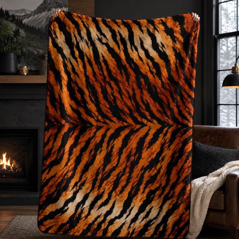 Fur Tiger Print Blanket - Etsy