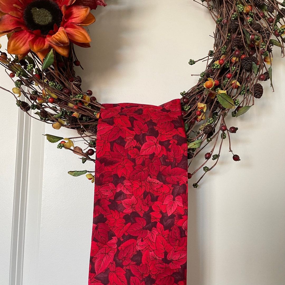 Red Leaves Wreath Sash, Fall Wreath Sash, Blank Wreath Sash, Fall Door ...