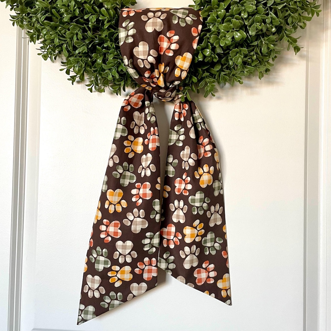 Dog Lovers Wreath Sash, Canine Wreath Sash, Paw Wreath Sash, Doggy Door ...